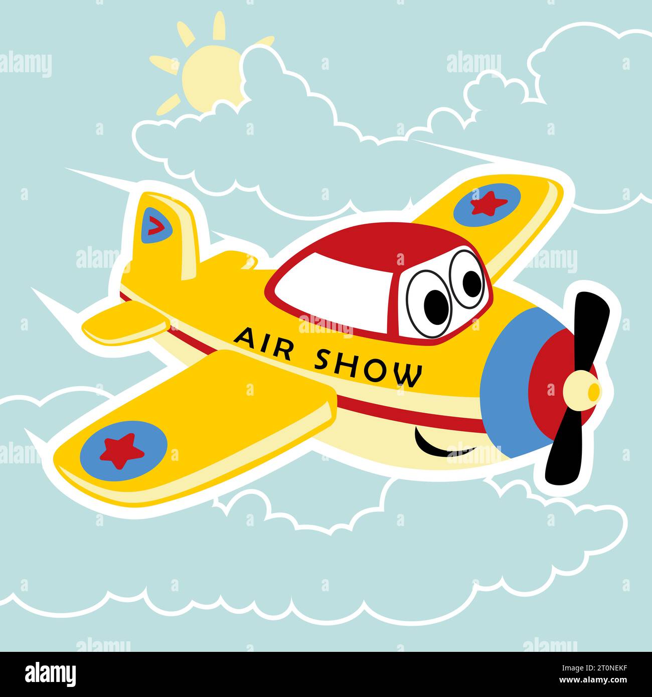Cute smiling airplane, vector cartoon illustration Stock Vector Image ...