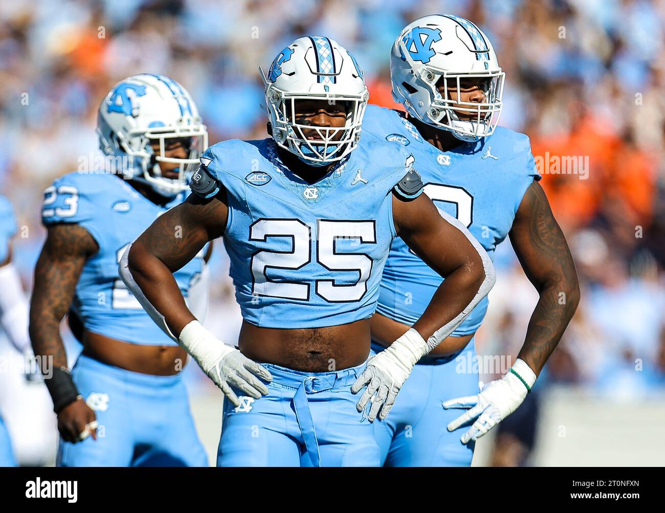 October 7, 2023: North Carolina senior Kaimon Rucker (25). NCAA ...