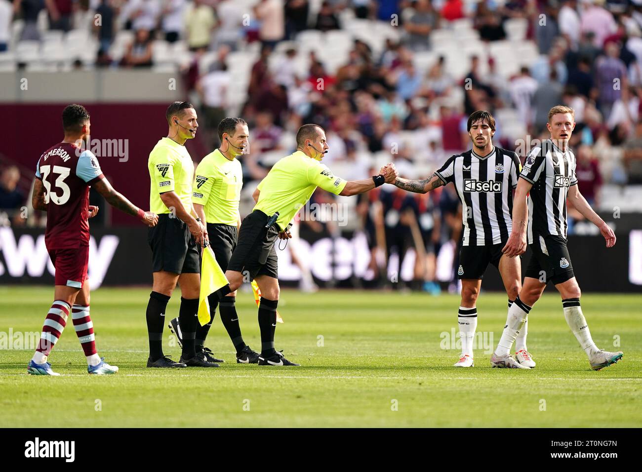 Referee Peter Bankes shake hands with Newcastle United players at the ...