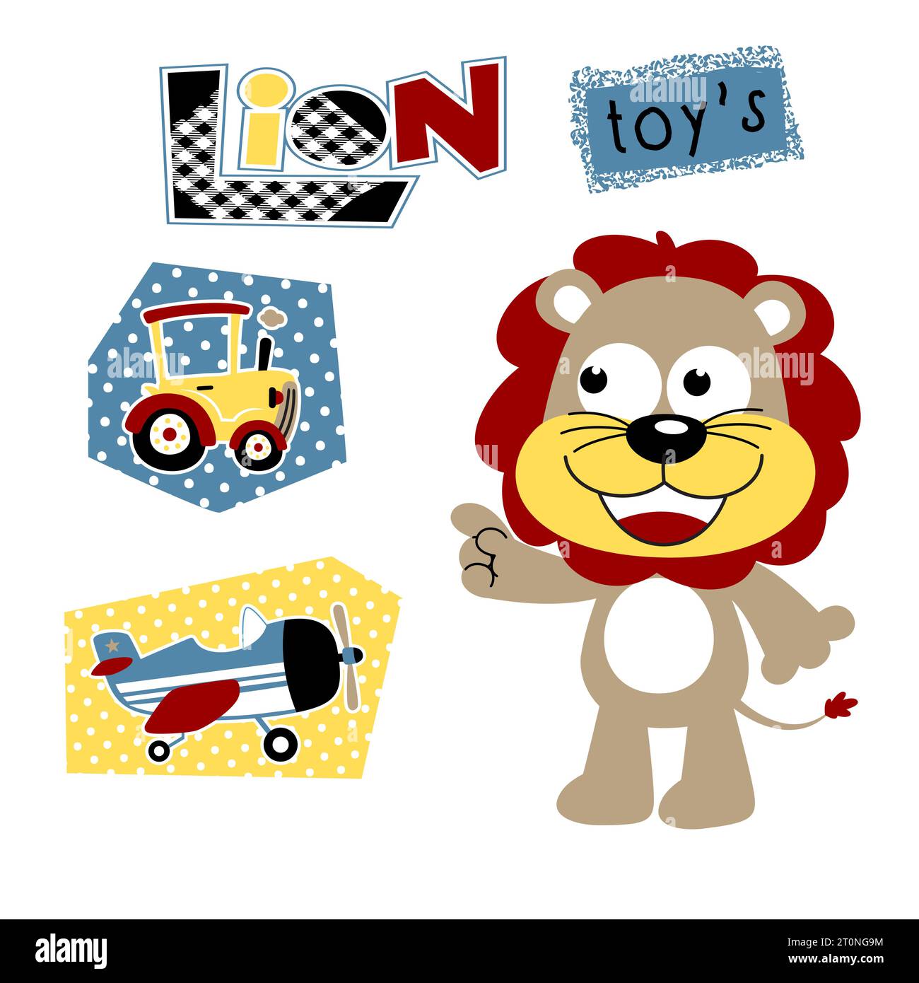 cute lion with it toys, vector cartoon illustration Stock Vector Image ...