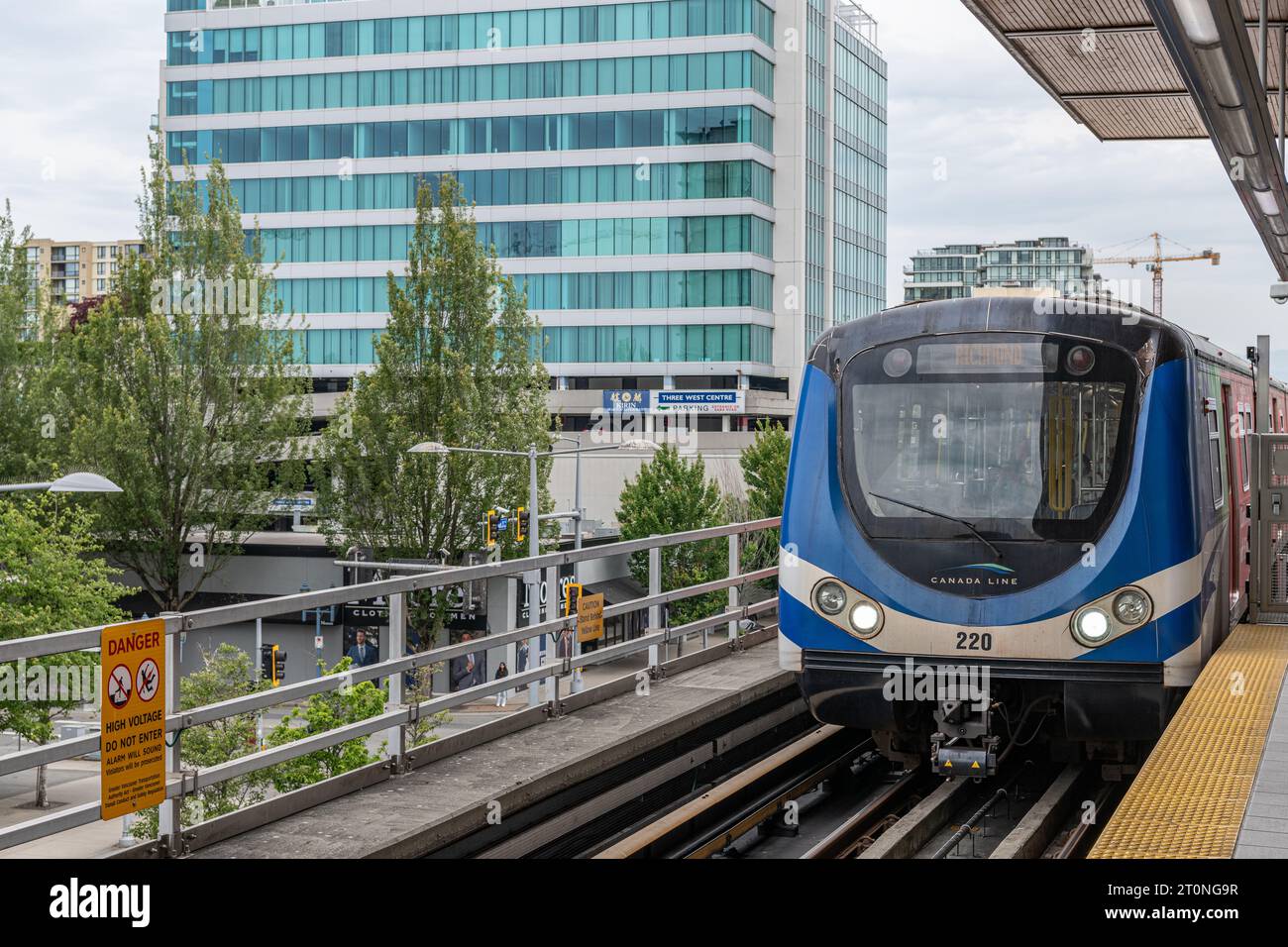 Canada Line Metro Rapid Transport Train arriving at Richmond Station ...