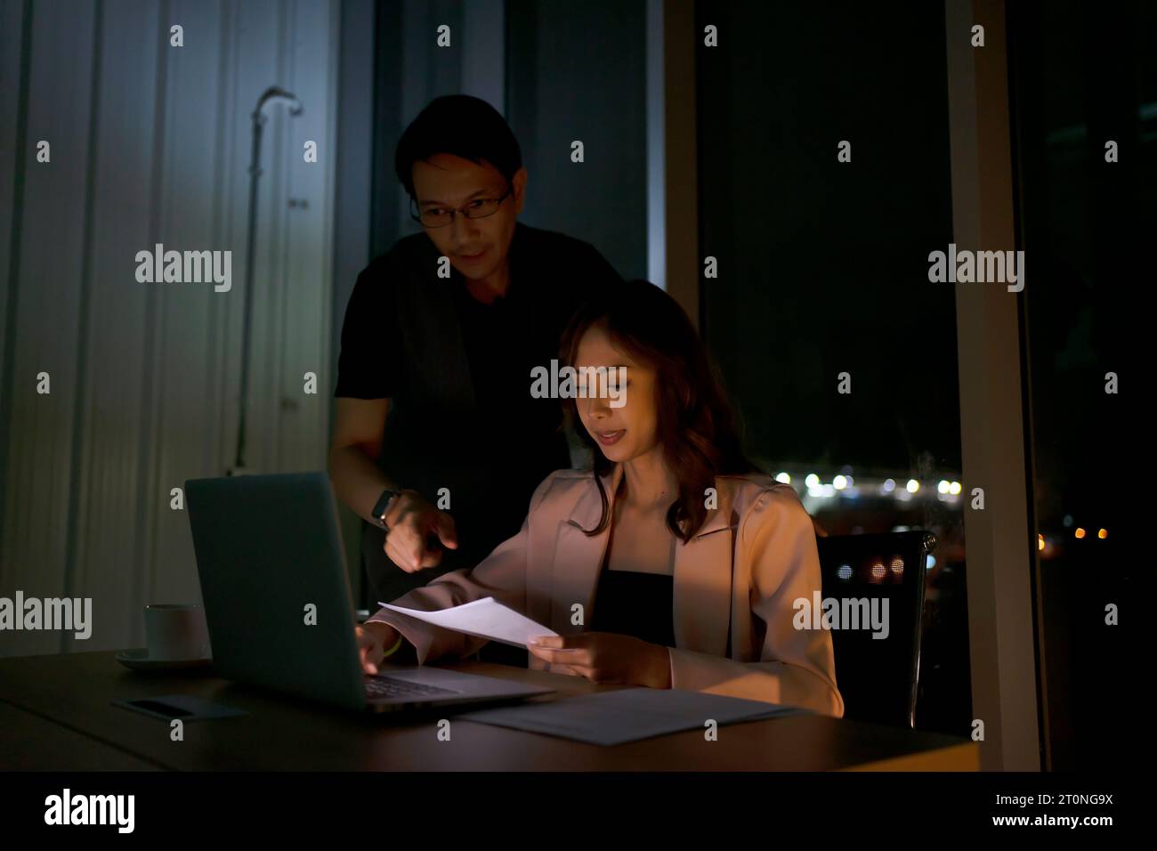White collar workers working late at night. Occupation and working late ...