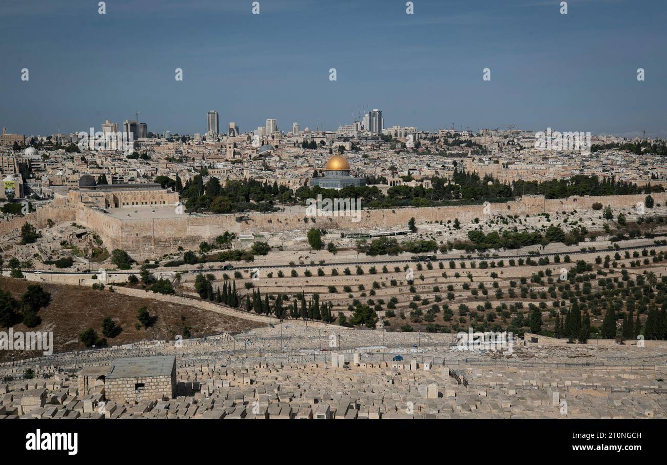 Jerusalem. 8th Oct, 2023. Jerusalem's Old City is seen on Oct. 8, 2023 ...