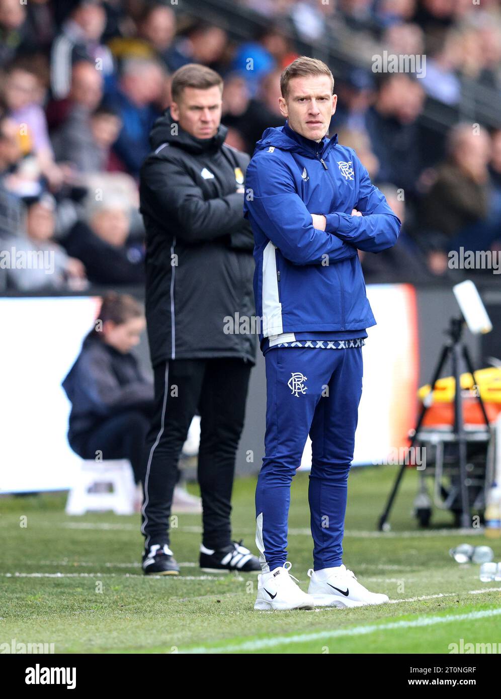 Rangers interim manager Steven Davis (right) looks on during the cinch ... Rangers interim manager Steven Davis (right) looks on during the cinch ...