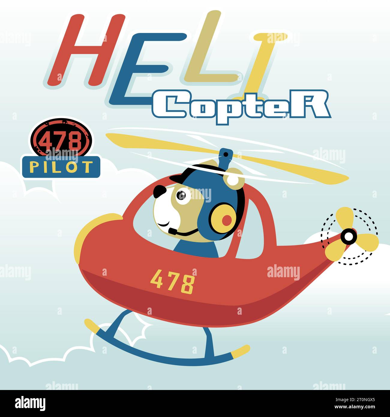 Cute bear pilot on helicopter, vector cartoon illustration Stock Vector ...