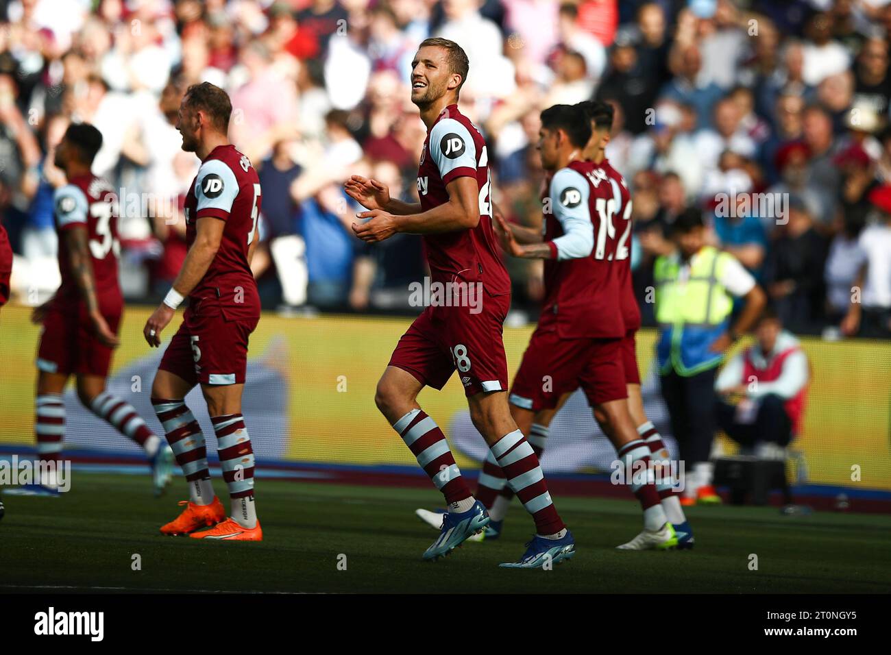 London, UK. 8th October 2023. Tomas Soucek of West Ham United ...