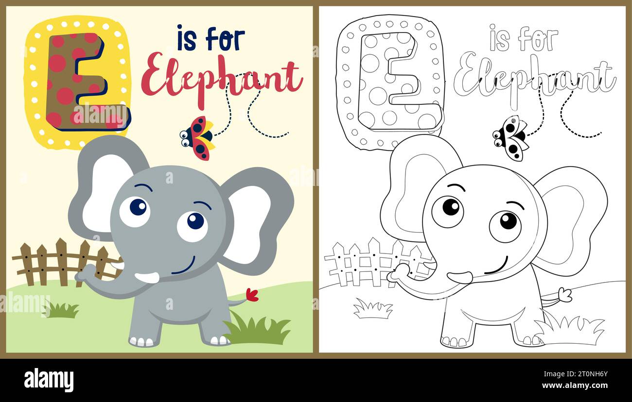 Cartoon elephant animal outline hi-res stock photography and images - Alamy