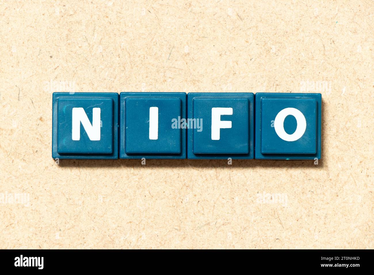 Tile alphabet letter in word NIFO (abbreviation of next in first out ...