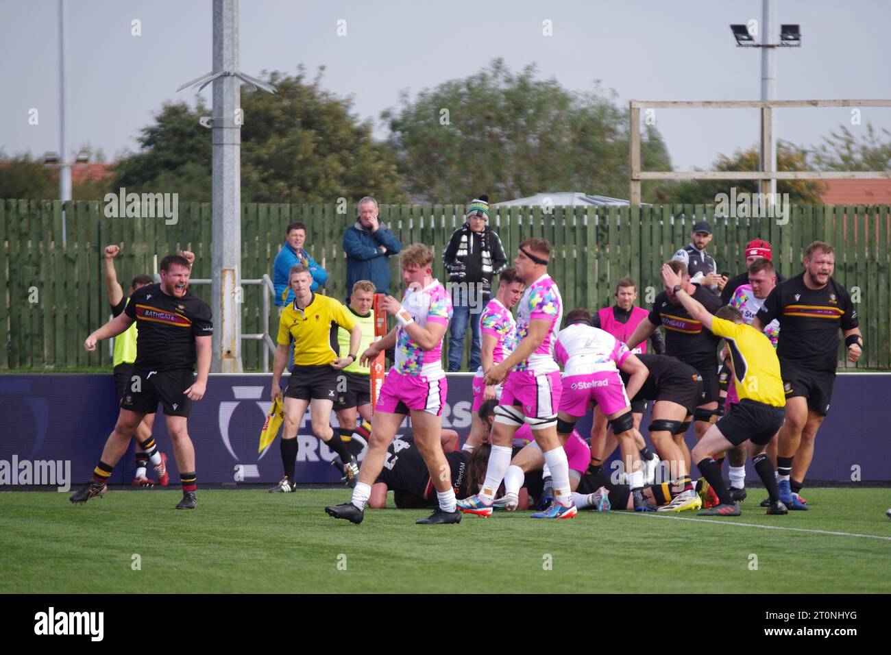 Newcastle upon Tyne, 8 October 2023. Caldy scoring a try against ...