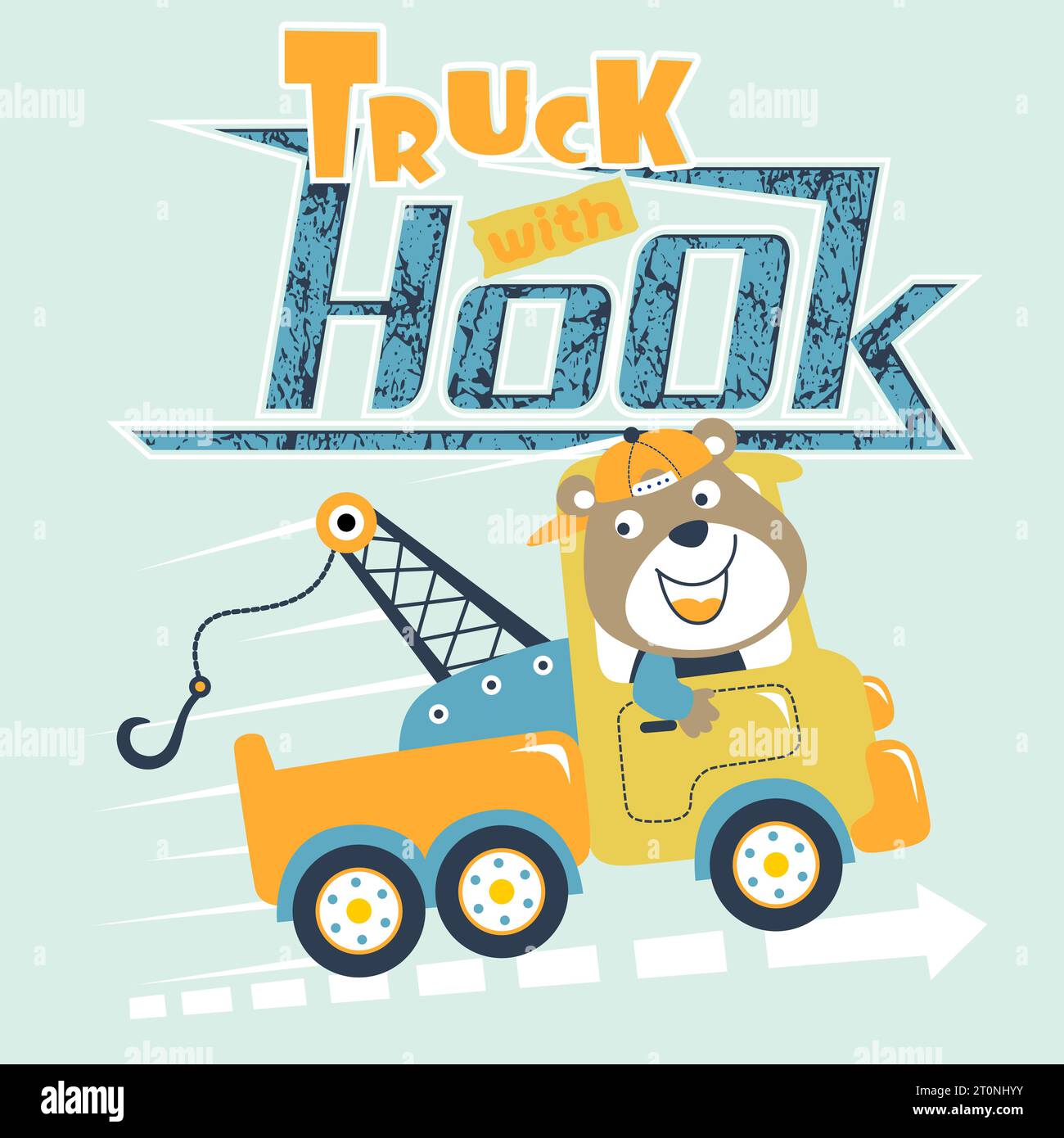 vector cartoon illustration of cute bear driving tow truck Stock Vector ...