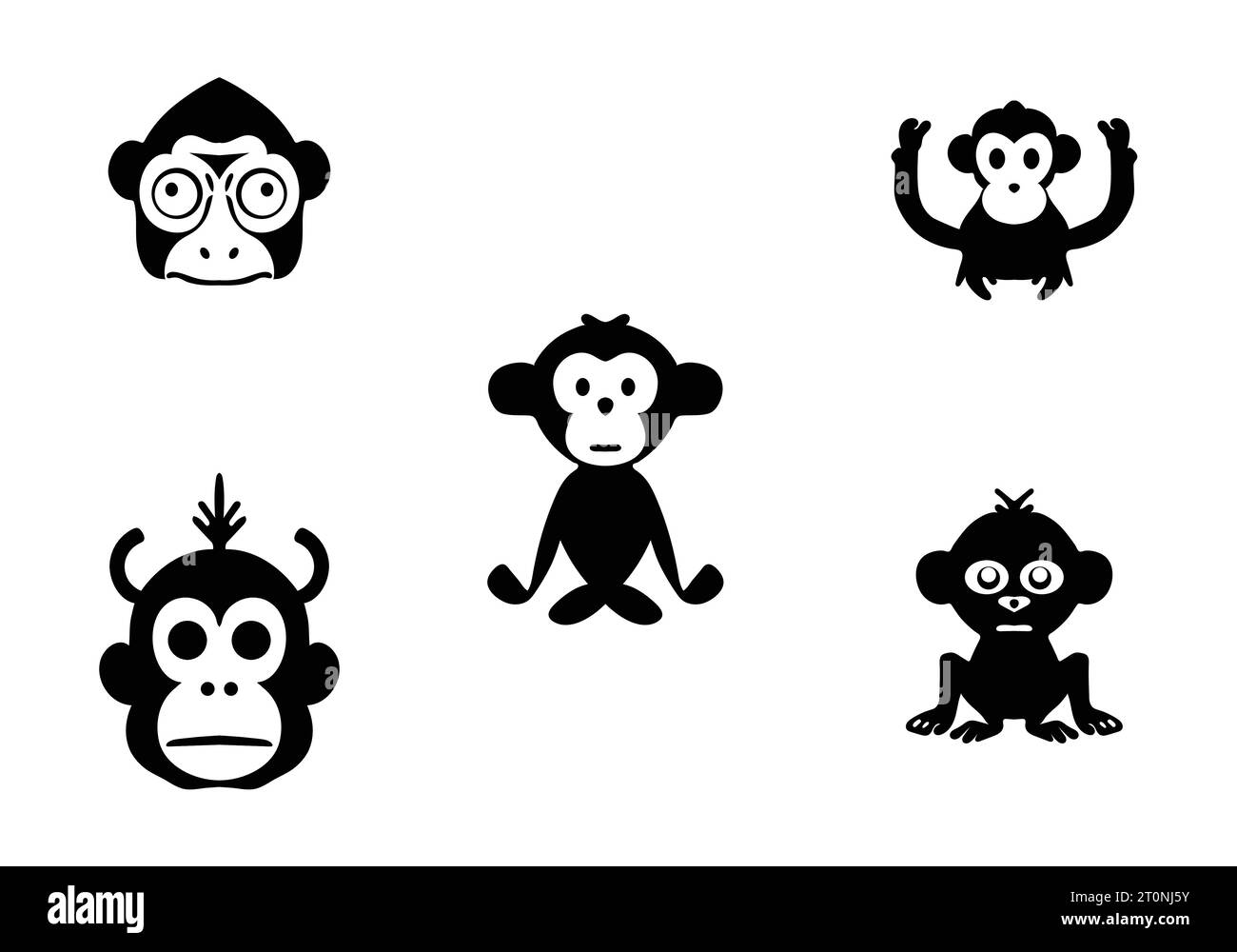 minimal style monkey icon illustration design-01 Stock Vector Image ...