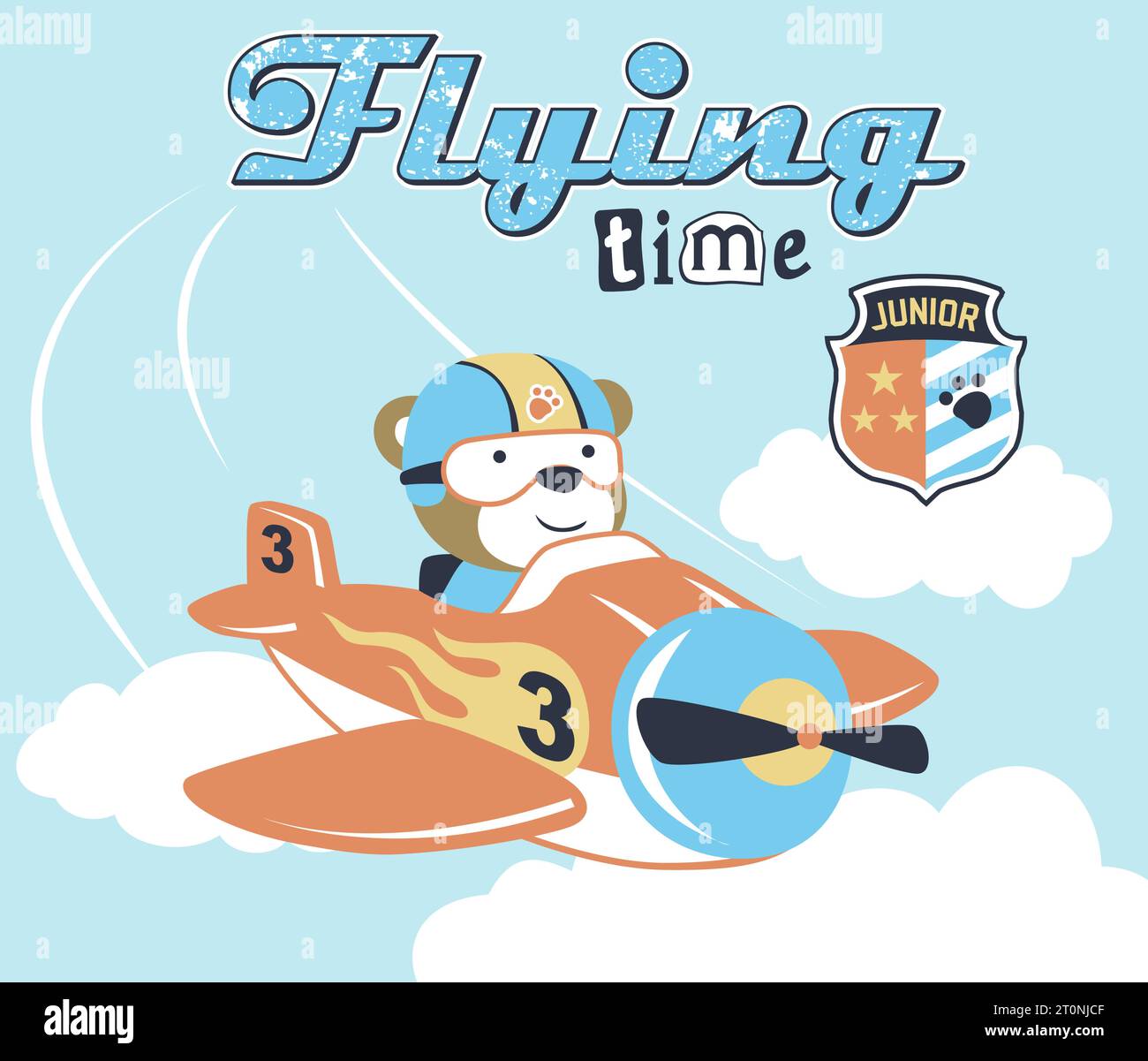 vector cartoon of cute bear pilot on airplane Stock Vector Image & Art ...