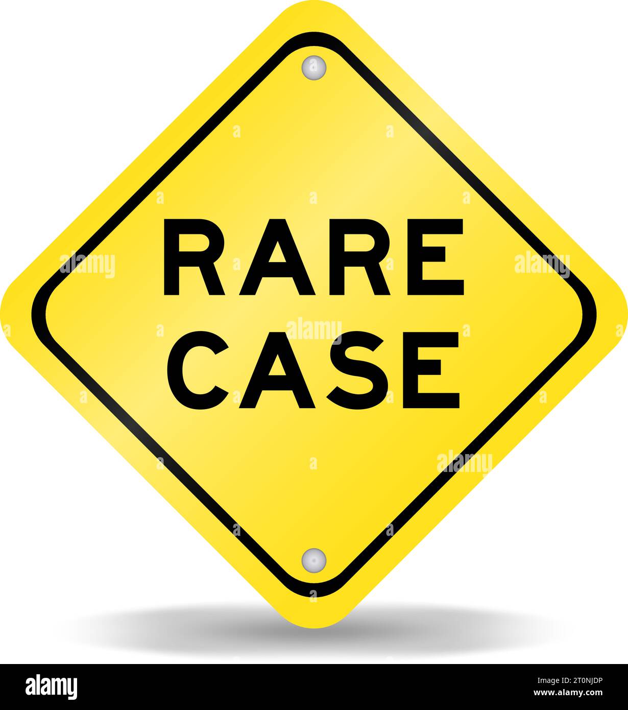 Yellow color transportation sign with word rare case on white ...