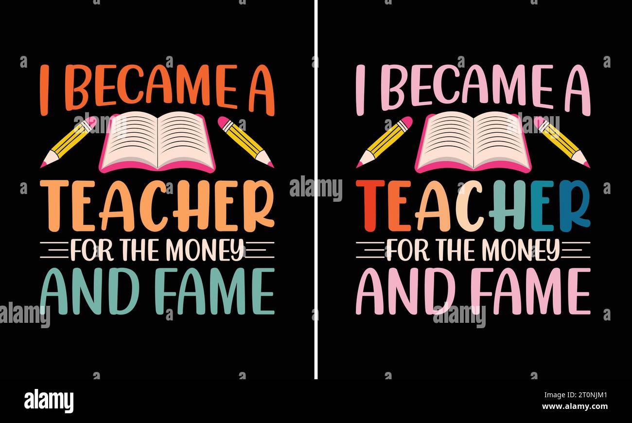 Back To School Retro Teacher Kids Hippie T-Shirt Design Vector Stock ...