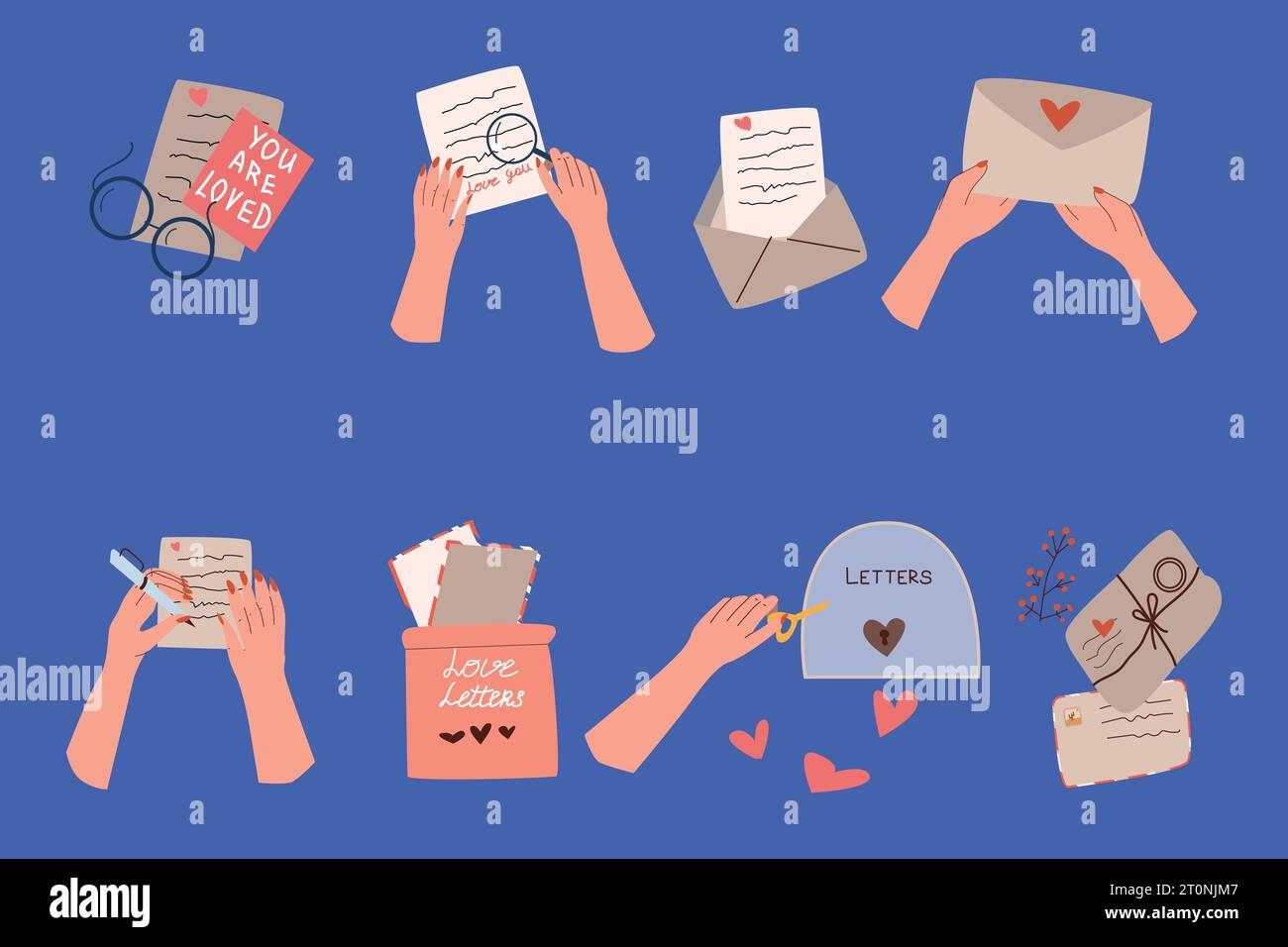 hands holding love letters and envelopes - set Stock Vector Image & Art ...