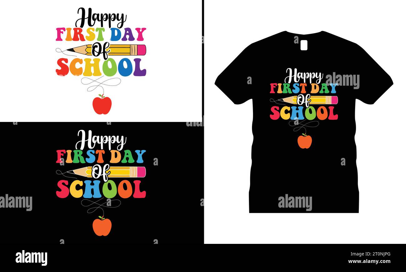 Back To School Retro Teacher Kids Hippie T-Shirt Design Vector Stock ...