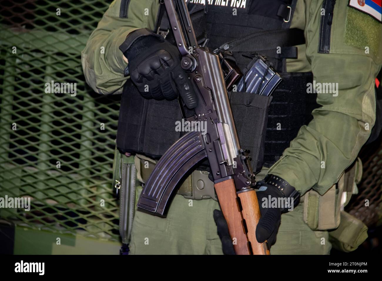 Member of special Serbian forces anti-terrorist soldier under full ...