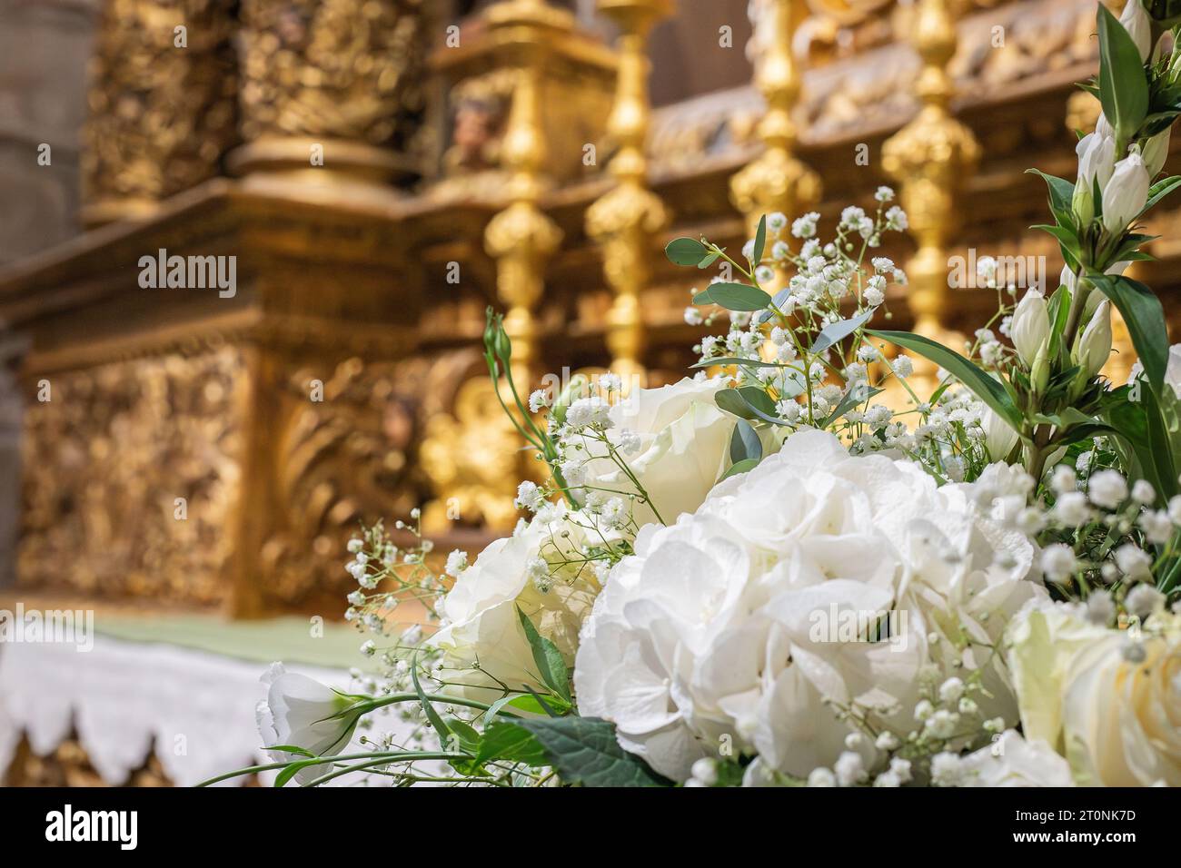 Floral ornamentation inside a worship space, church. Festive decoration ... Floral ornamentation inside a worship space, church. Festive decoration ...
