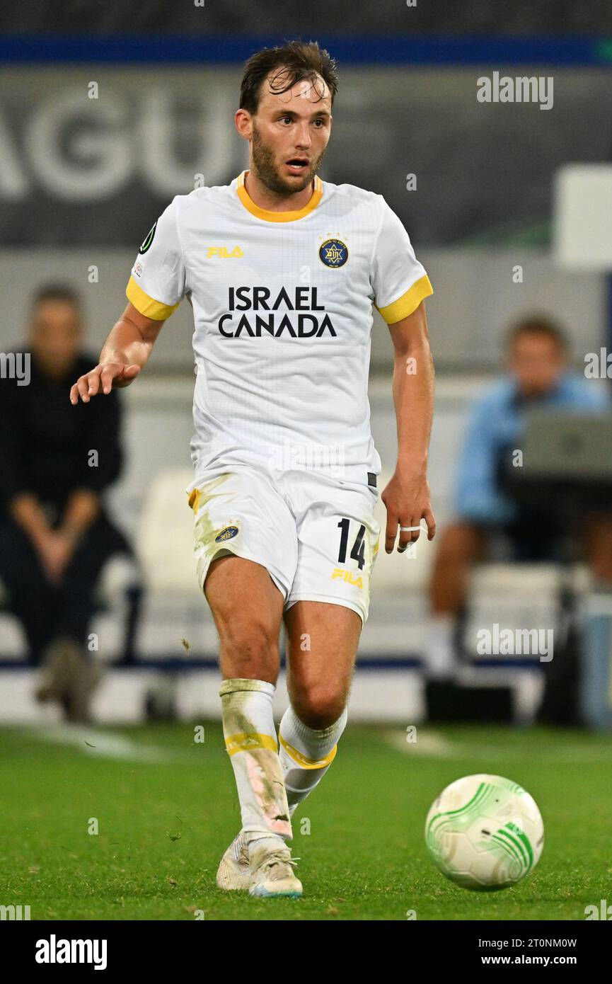 Gent, Belgium. 05th Oct, 2023. Joris van Overeem (14) of Maccabi Tel Aviv pictured in action ...