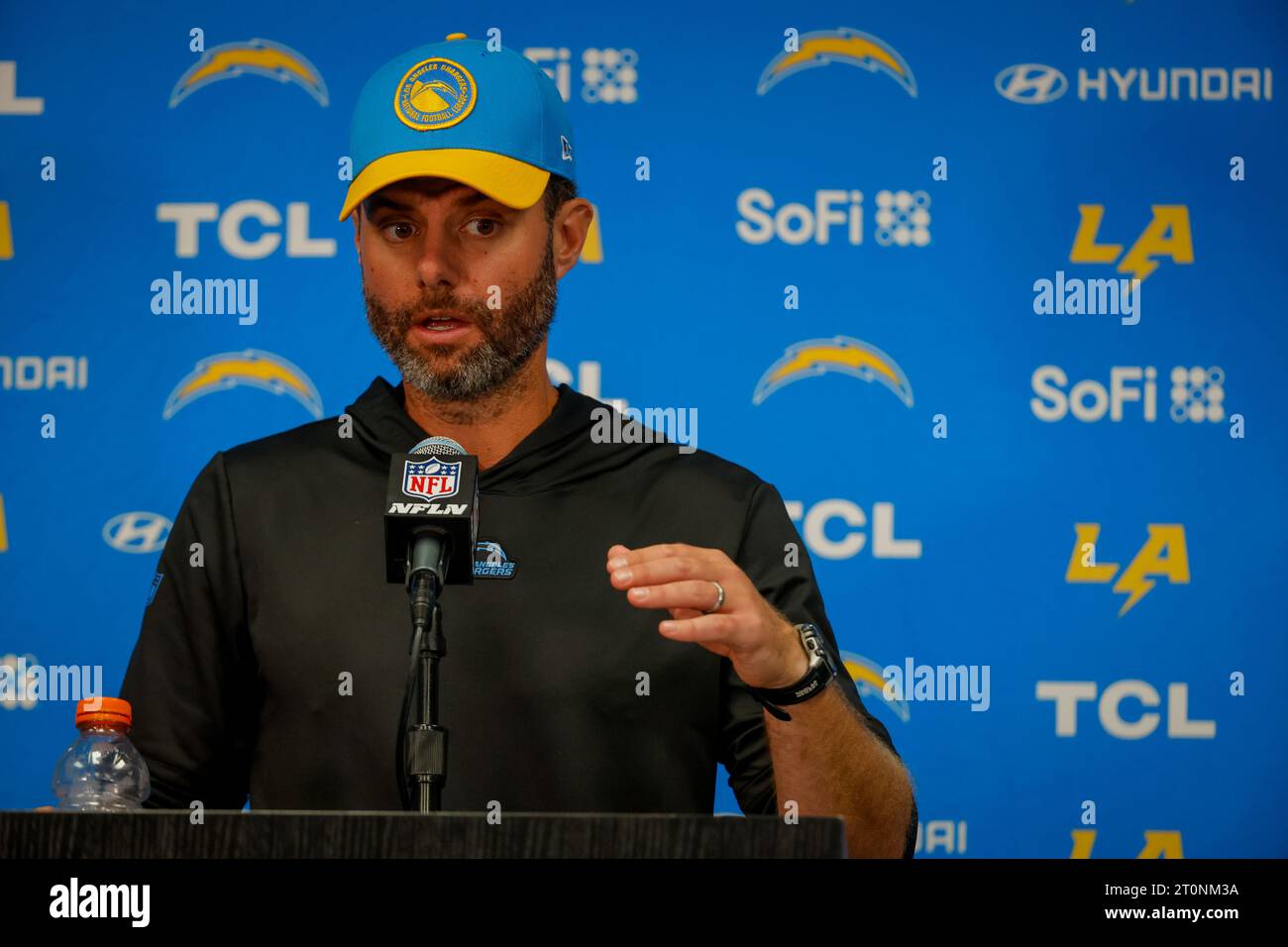 Los Angeles Chargers head coach Brandon Staley speaks during a news ...