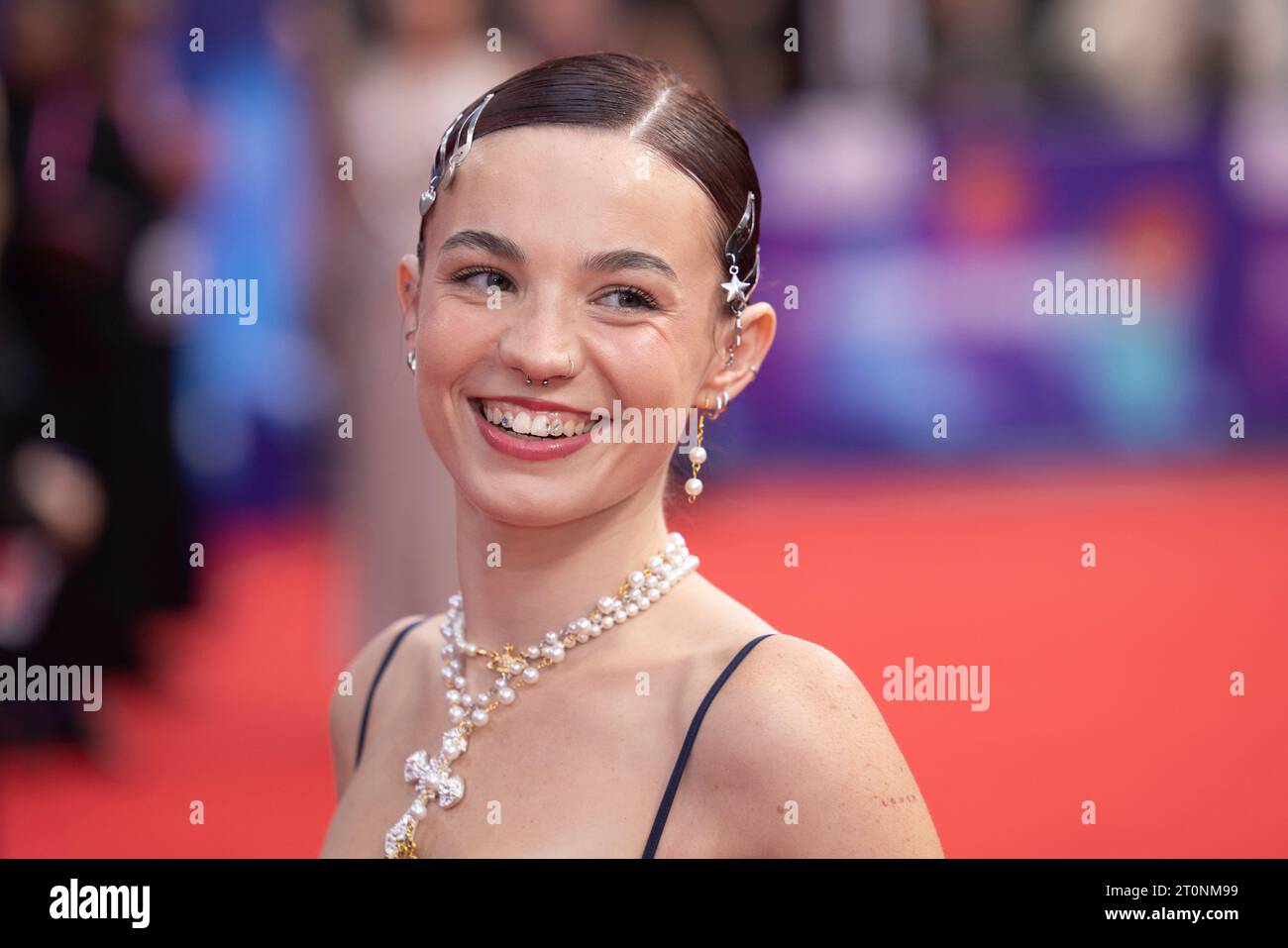 Lara Adkins poses for photographers upon arrival for the premiere of ...