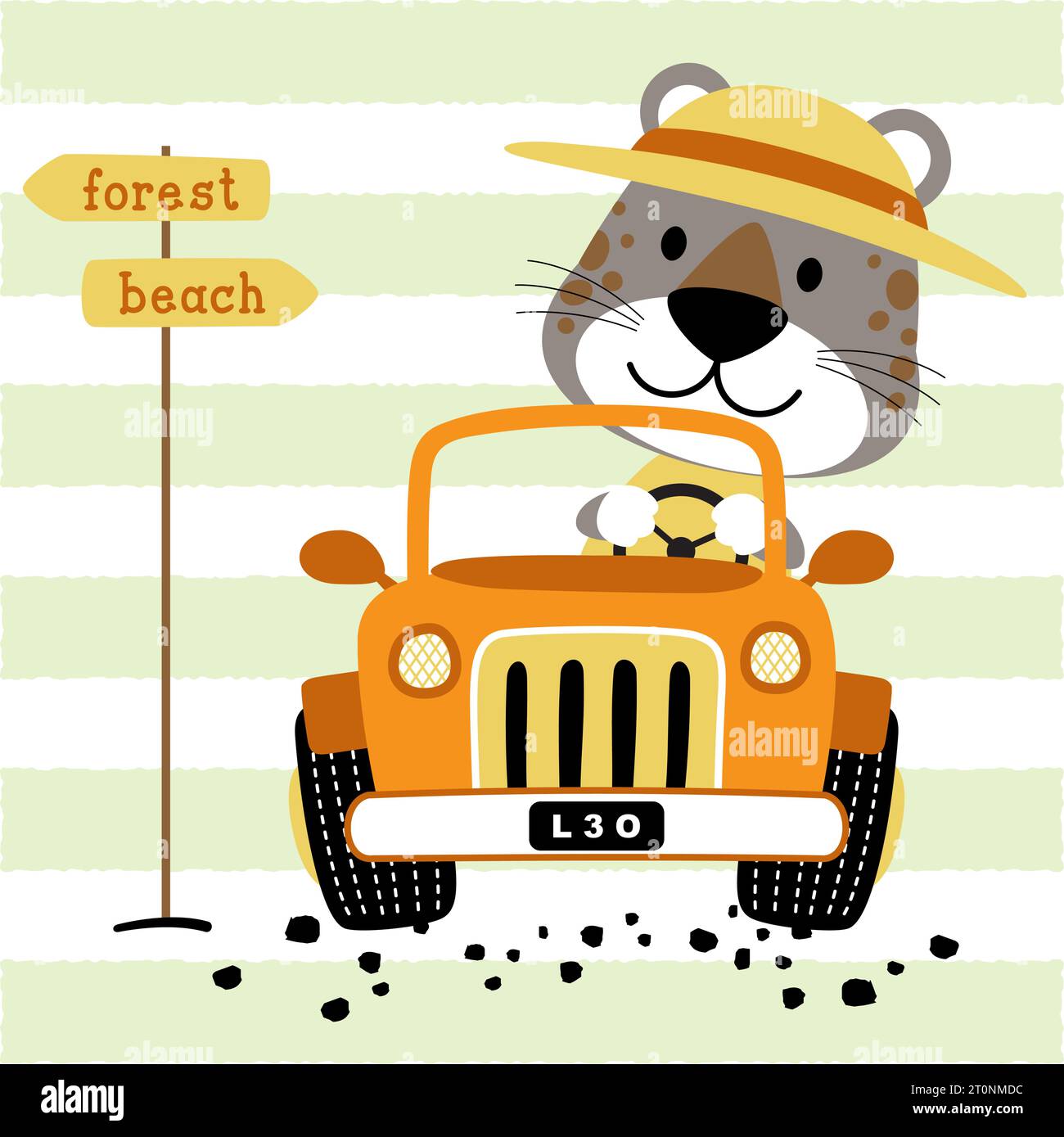 vector cartoon of funny leopard driving car Stock Vector Image & Art ...