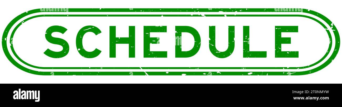 Grunge green schedule word rubber seal stamp on white background Stock ...