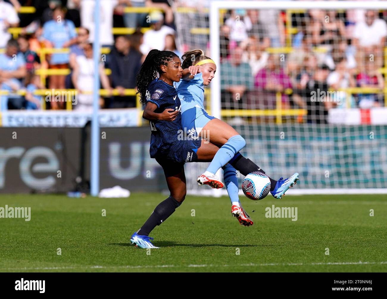 Manchester City's Chloe Kelly (right) and Chelsea's Ashley Lawrence ...