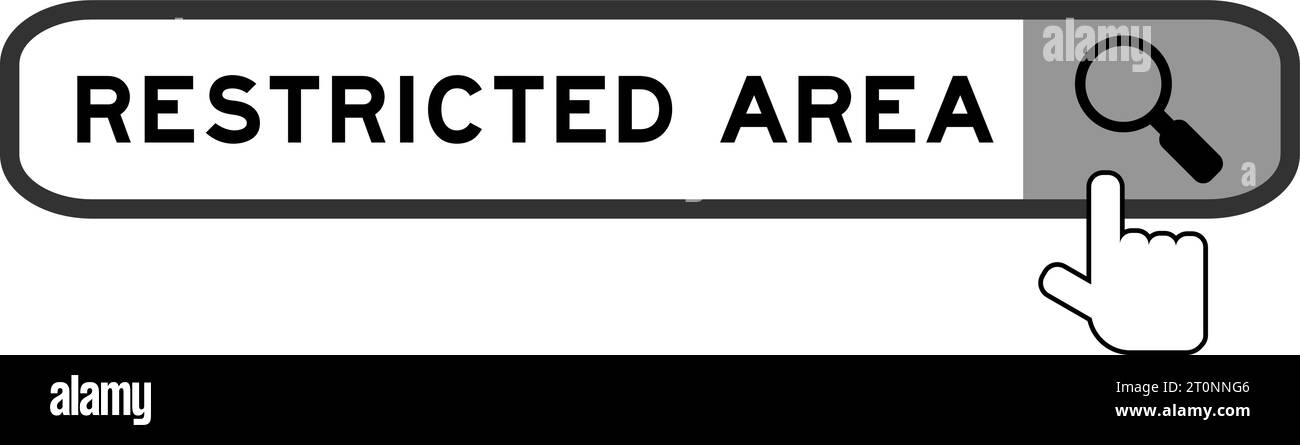 Search banner in word restricted area with hand over magnifier icon on ...