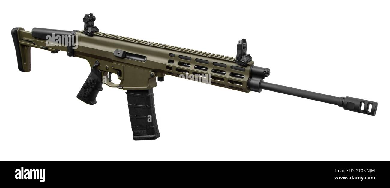 Modern automatic rifle isolated on white background. Weapons for police ...