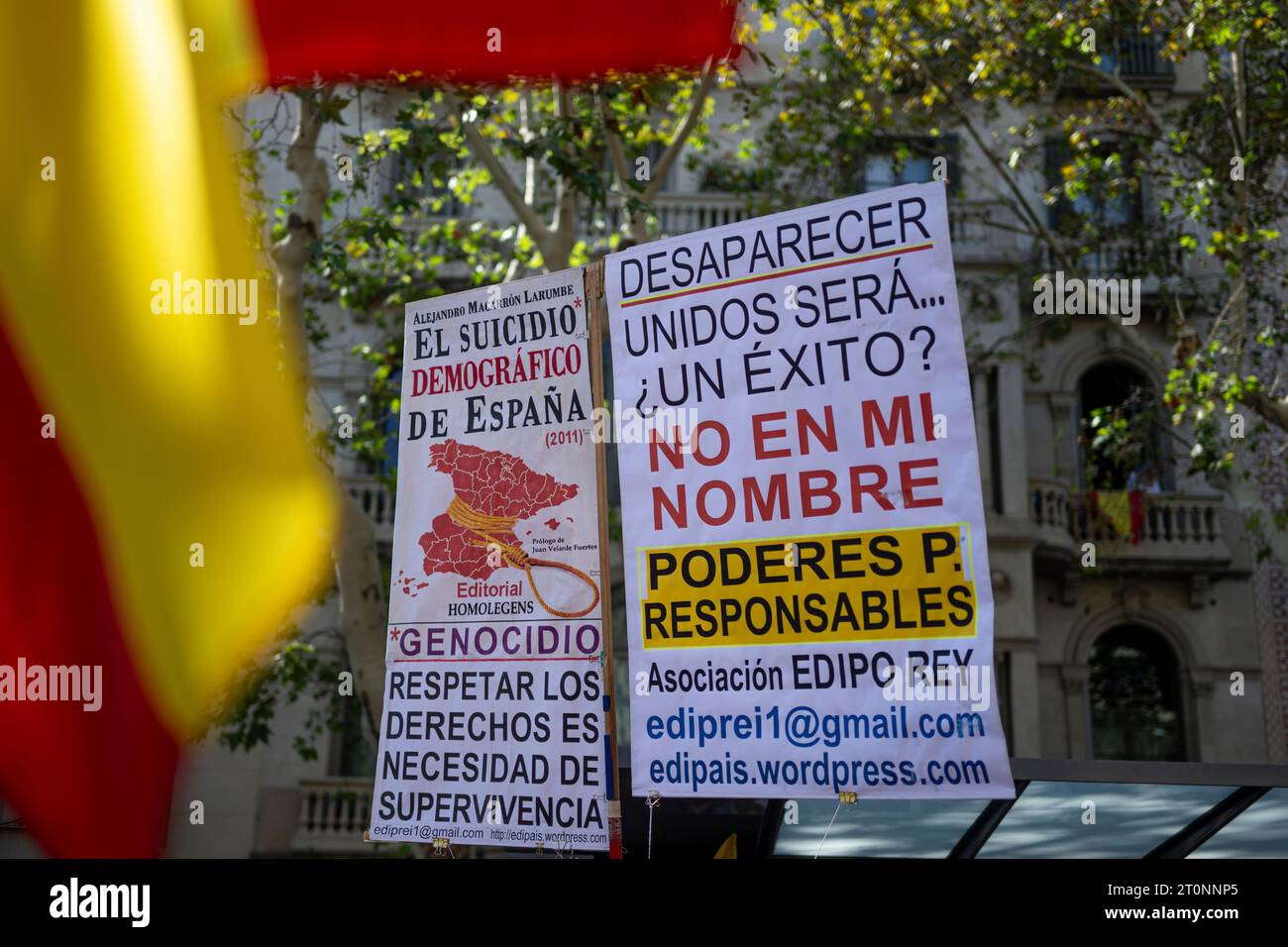Protest posters during an SCC demonstration against amnesty, on October ...