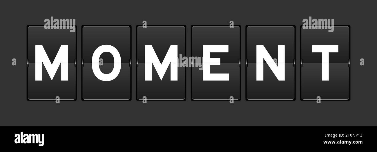 Black color analog flip board with word moment on gray background Stock ...