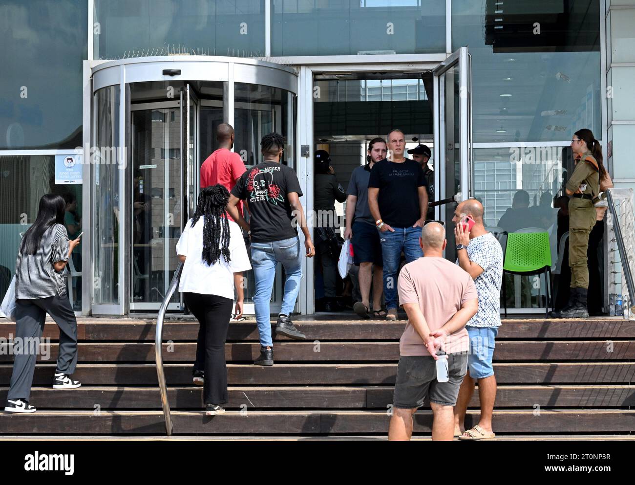 Lod, Israel. 08th Oct, 2023. Israeli families bring personal items of missing loved ones to the ...