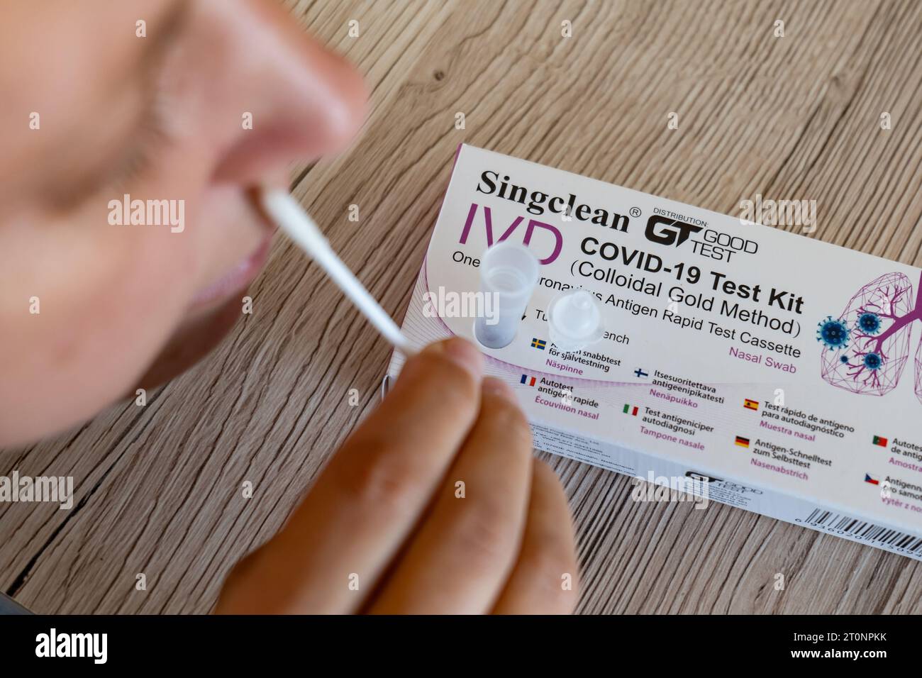 OSTRAVA, CZECH REPUBLIC - OCTOBER 18, 2022: A woman using Singclean GT ...