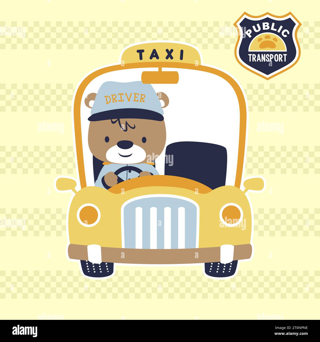 Cute bear the taxi driver, vector cartoon illustration Stock Vector ...
