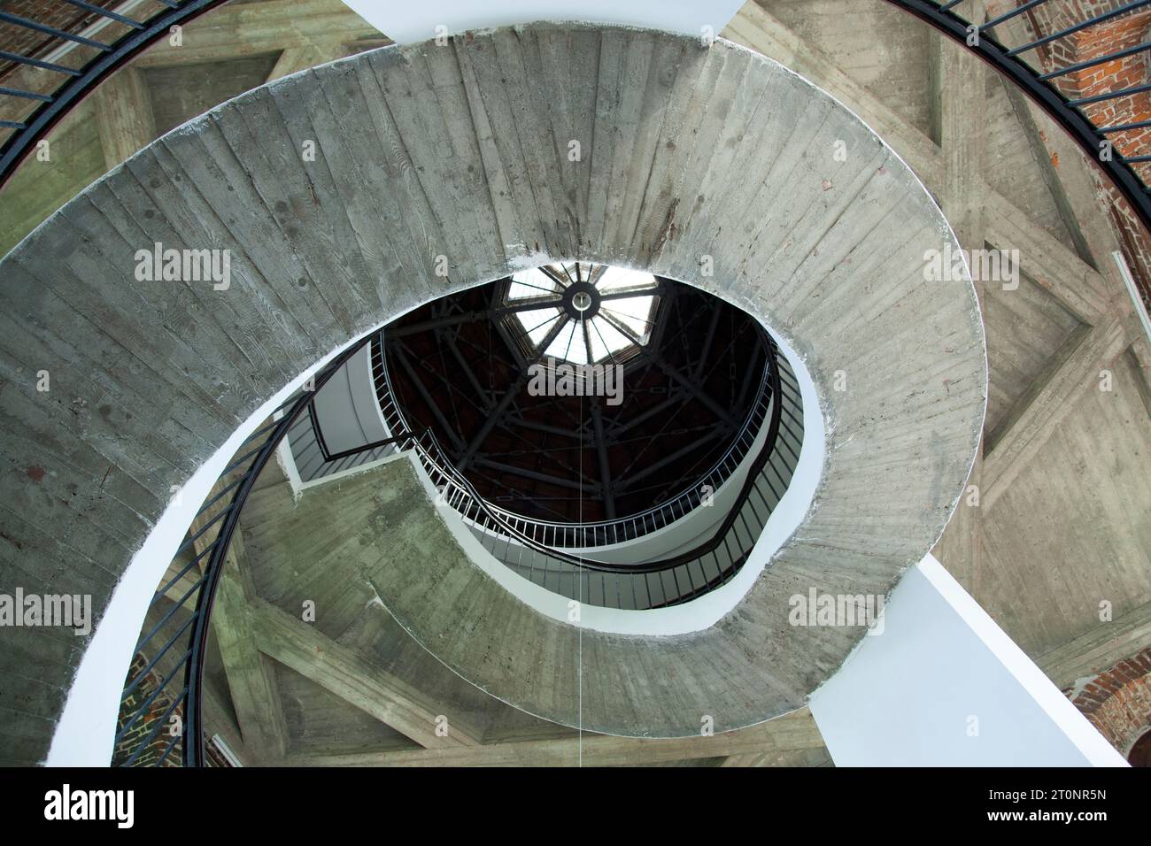 The view of spiral stairs to the top of historic Copernicus tower in ...