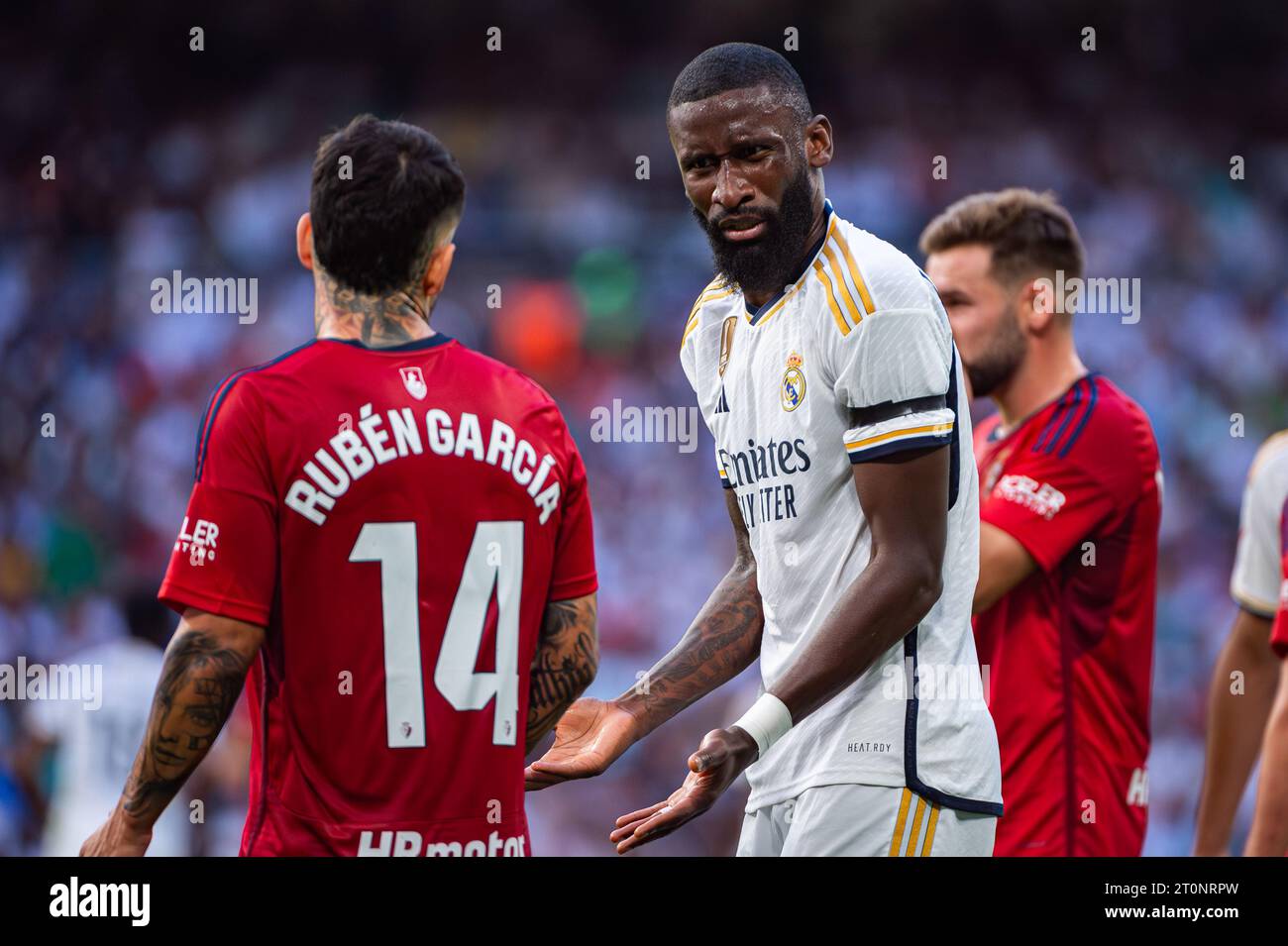 Antonio Rudiger of Real Madrid reacts during the LALIGA EA SPORTS ...