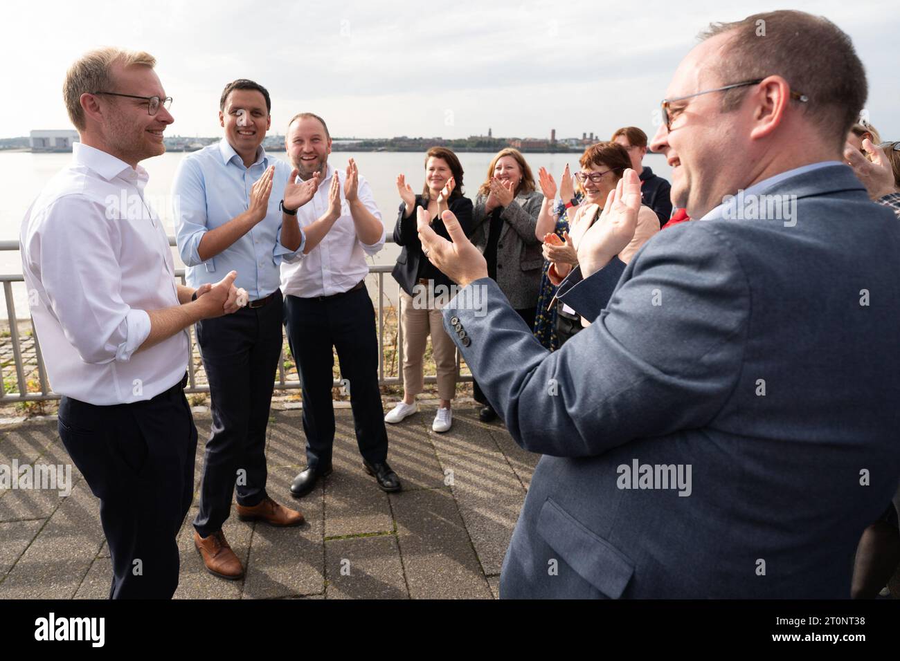 Scottish Labour leader Anas Sarwar (second left) welcomes newly elected ...
