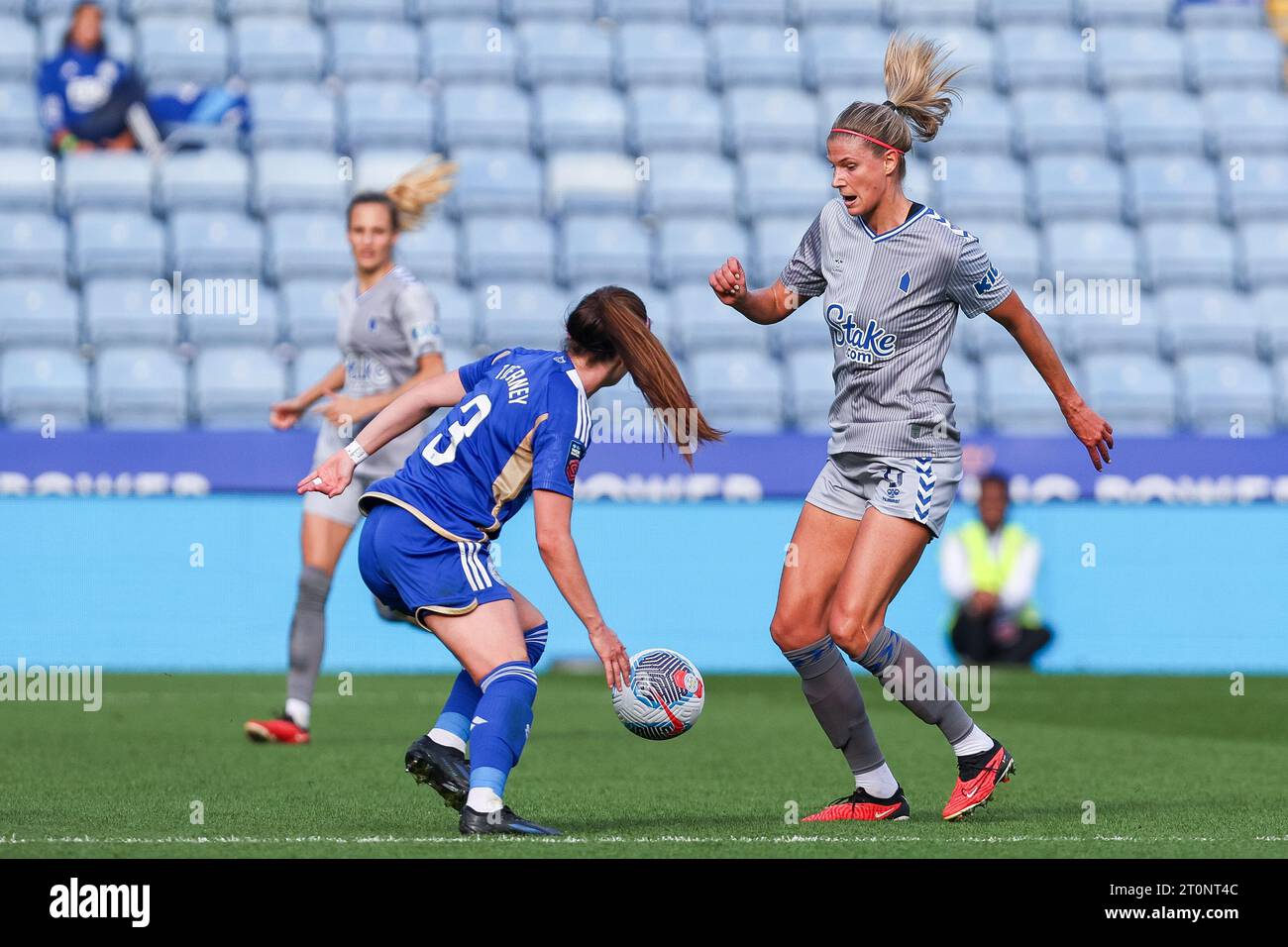 Leicester, UK. 08th Oct, 2023. Leicester's Sam Tierney tries to ...
