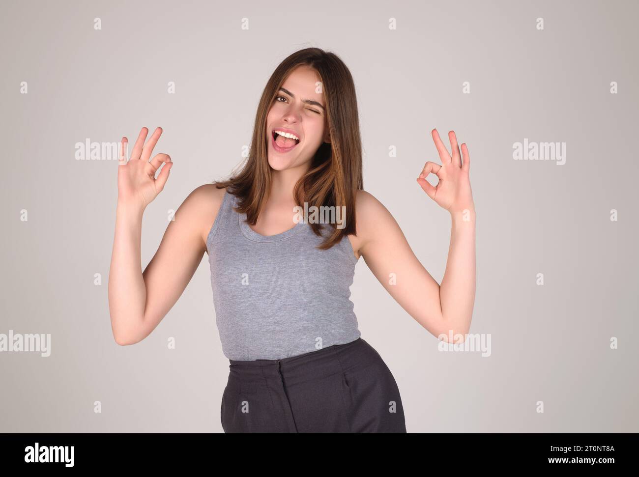 Portrait of excited woman. Wow, it's unbelievable. Excited woman with ...
