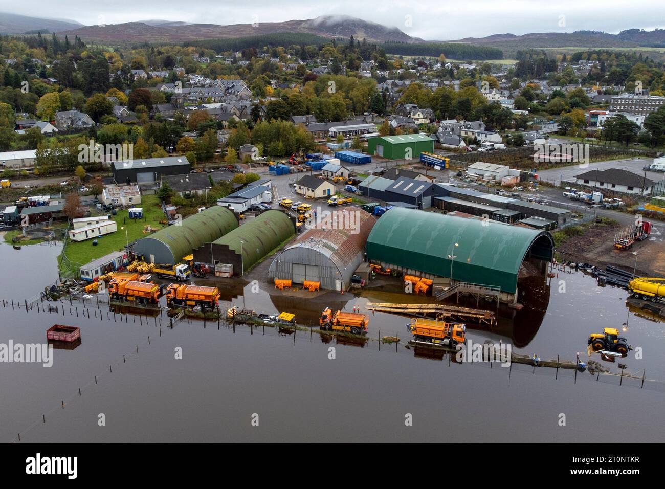 The River Spey in flood at Kingussie near Aviemore. Those in the north ...