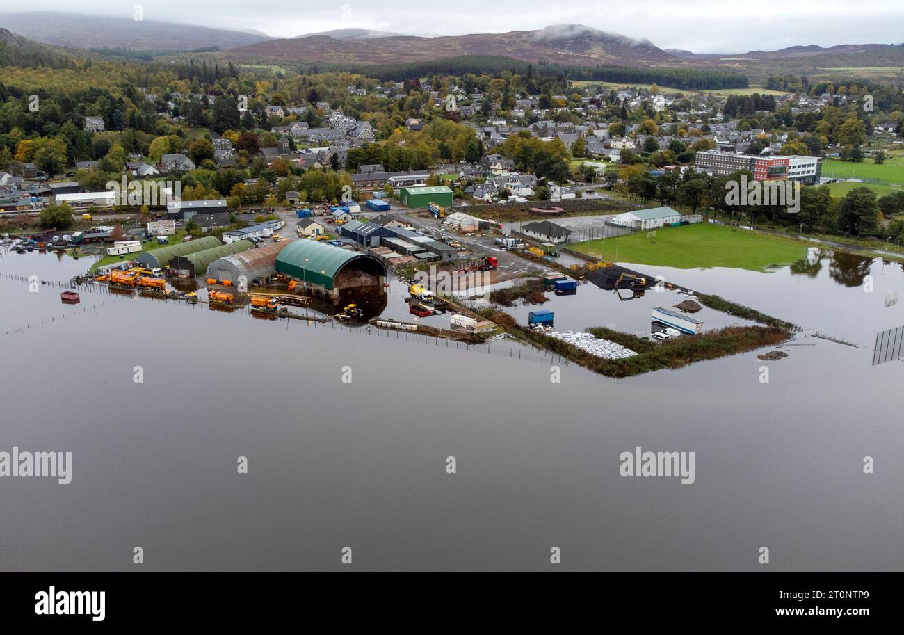 The River Spey in flood at Kingussie near Aviemore. Those in the north ...