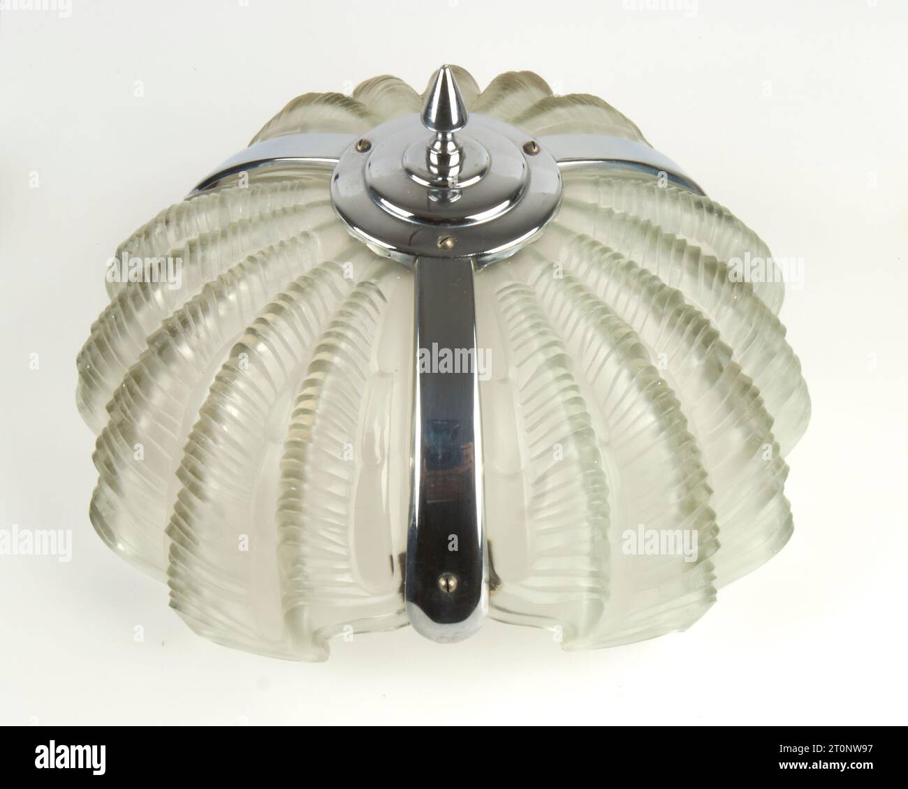 Antique 1930s Art Deco ceiling clam sea shell hanging pale grey glass ...