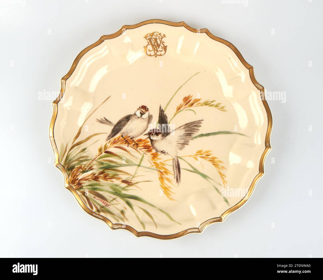 Antique 1870-80s Milliet Lebeuf and Cie Rousseau pottery plate painted ...