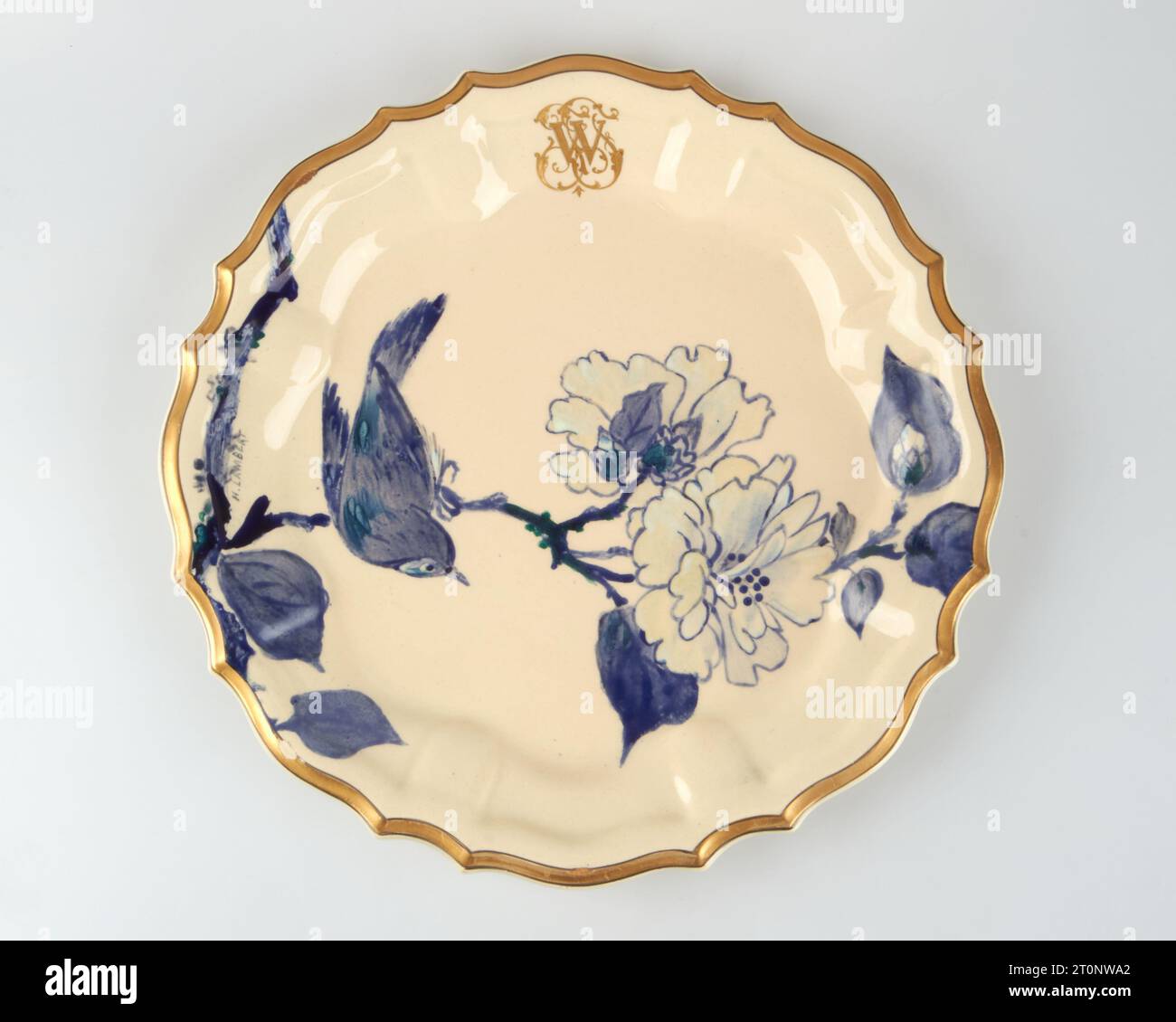 Antique 1870-80s Milliet Lebeuf and Cie Rousseau pottery plate painted ...