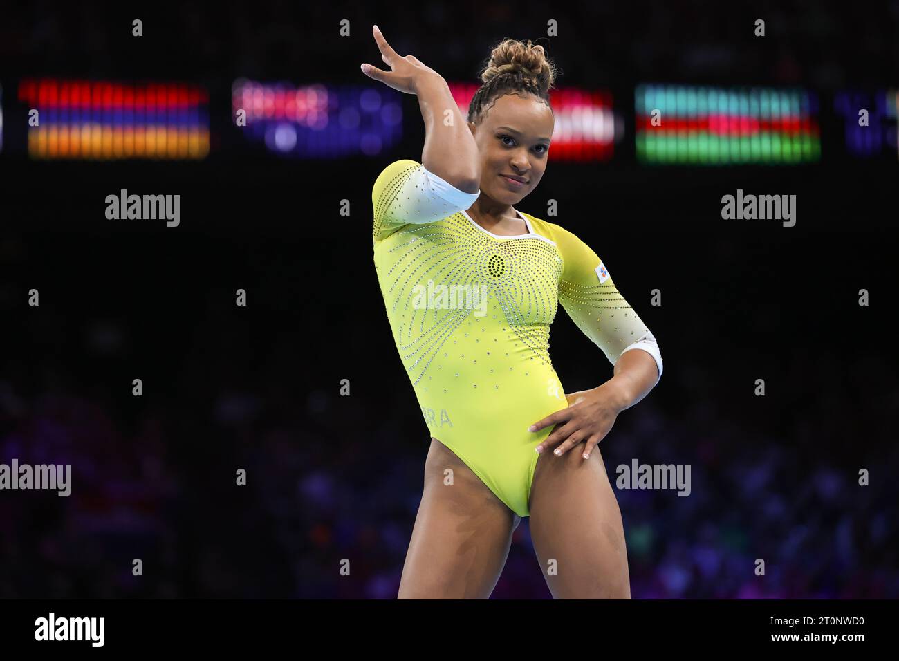 Brazil's Rebeca Andrade competes on the floor during the apparatus ...