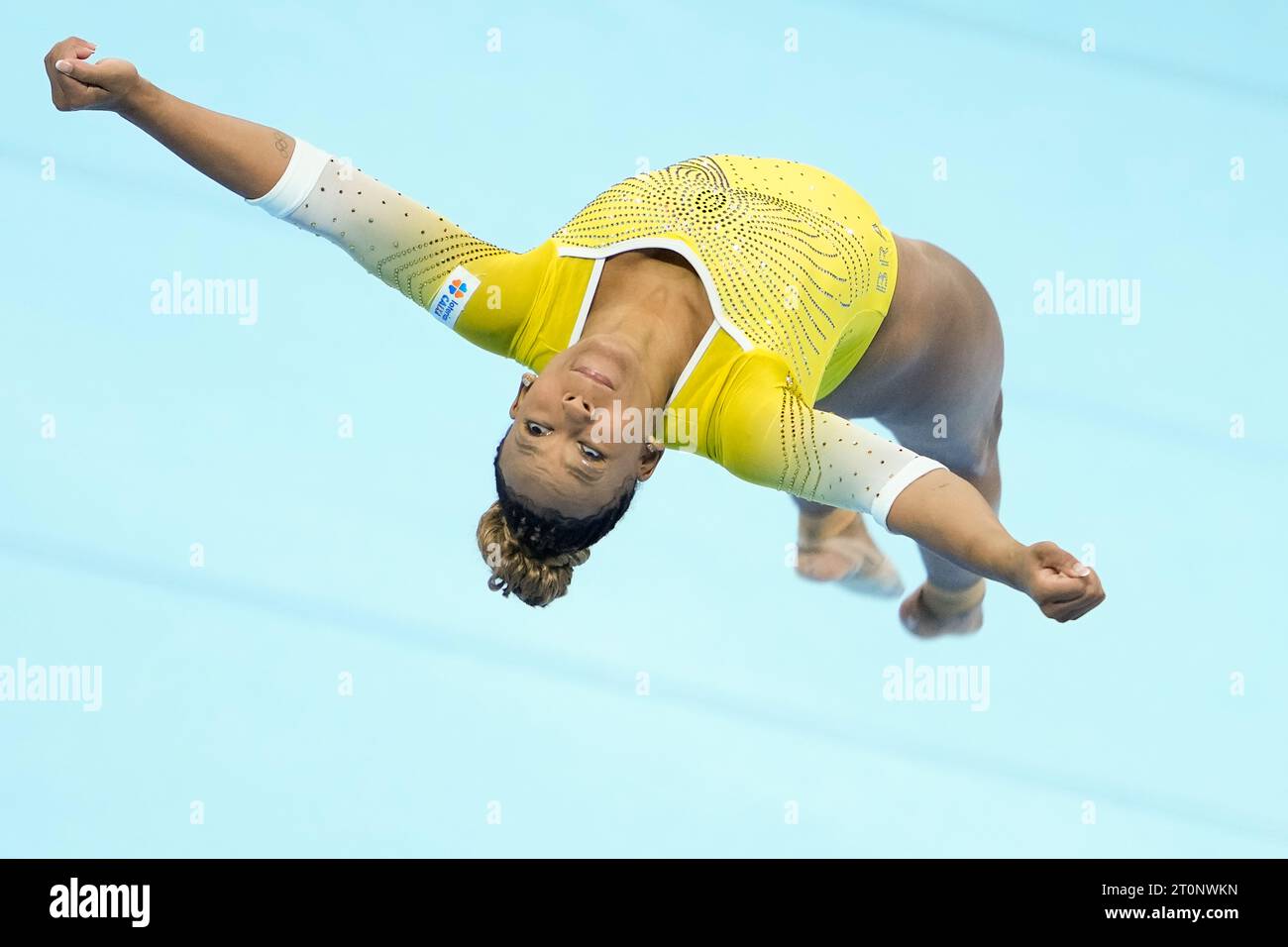 Brazil's Rebeca Andrade competes on the floor to win the silver medal ...