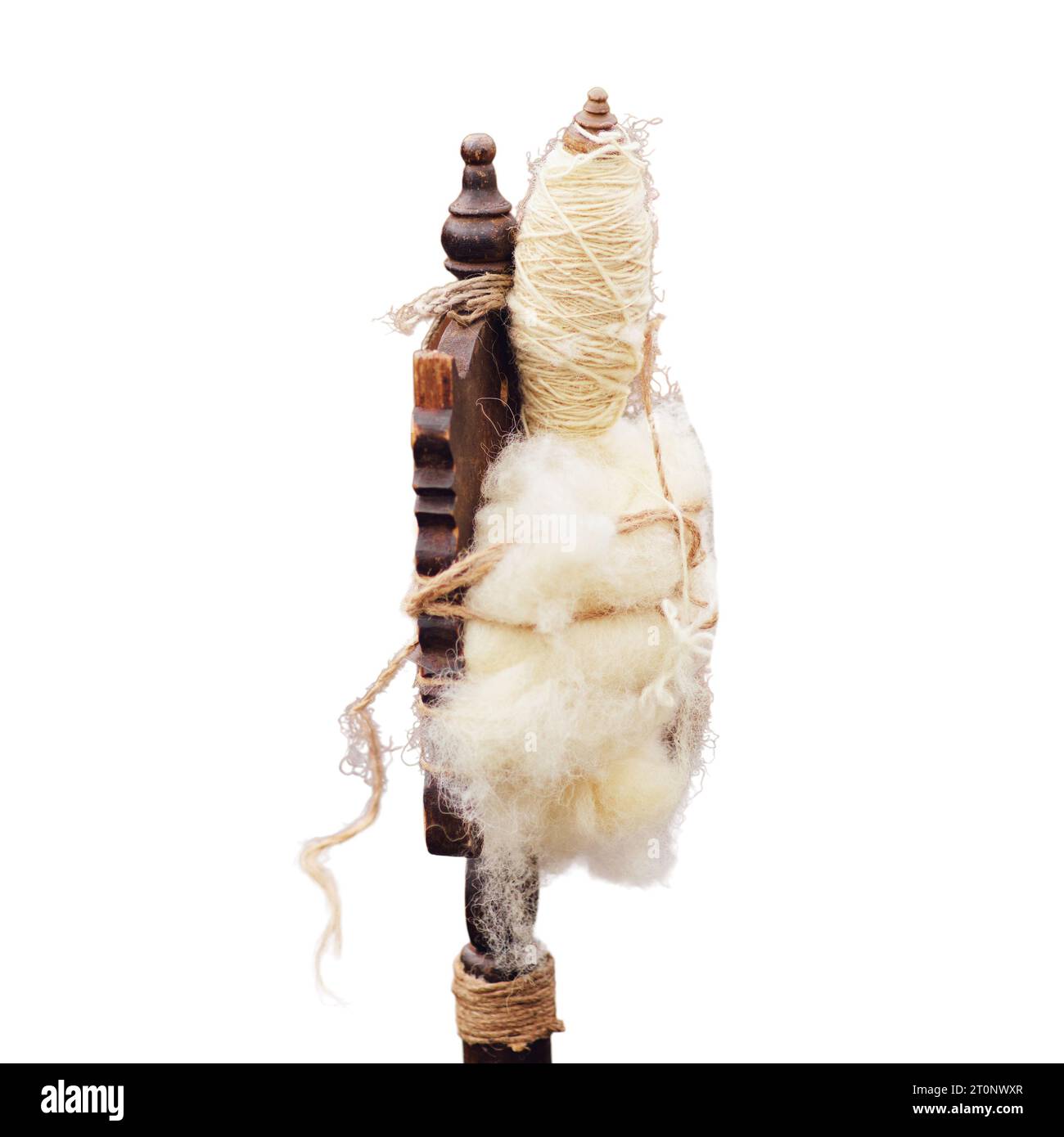 The vintage wooden spindle is a valuable tool for hand spinning and ...