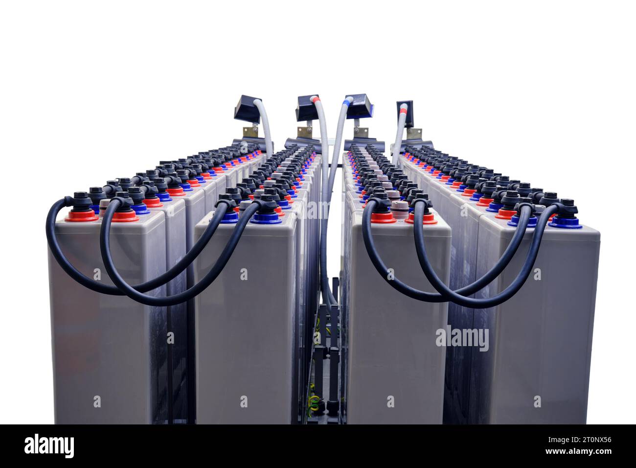 An industrial server room is equipped with a large UPS backup battery system to ensure ...