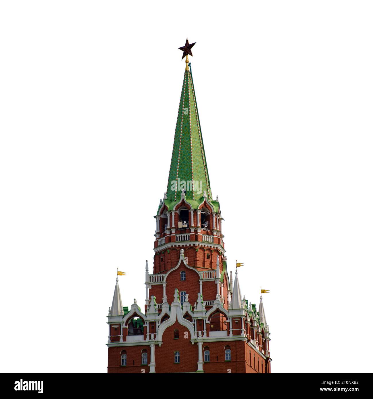 Kremlin tower on Red Square in Moscow, Russia, isolated on white ...
